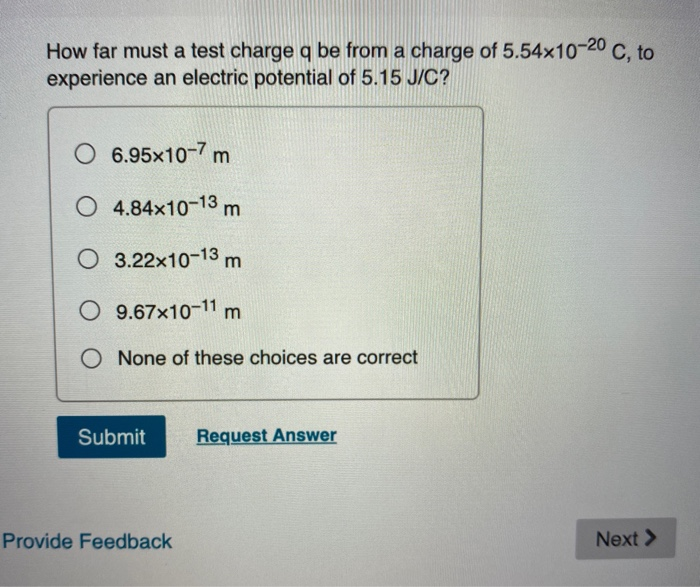Solved How far must a test charge q be from a charge of | Chegg.com