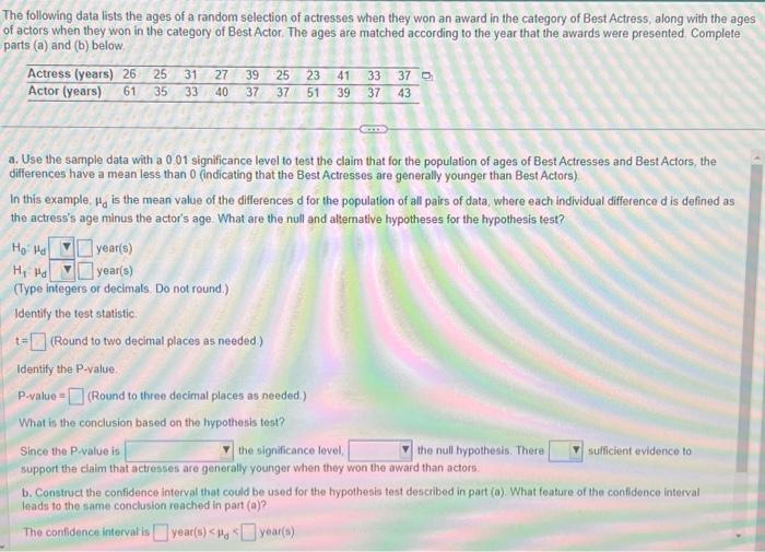 Solved The following data lists the ages of a random | Chegg.com