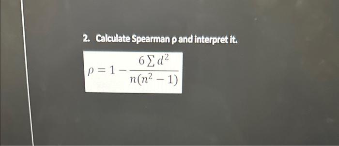Solved Spearman Rank Difference Correlation Coefficient For