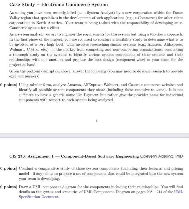 Solved Case Study - Electronic Commerce System Assuming you | Chegg.com