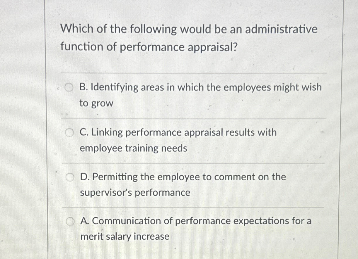 Solved Which of the following would be an administrative | Chegg.com