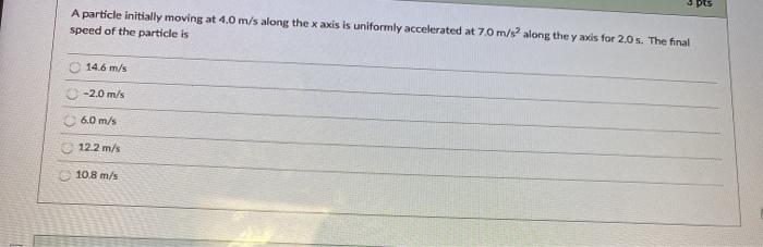 Solved 9 pts A particle initially moving at 4.0 m/s along | Chegg.com