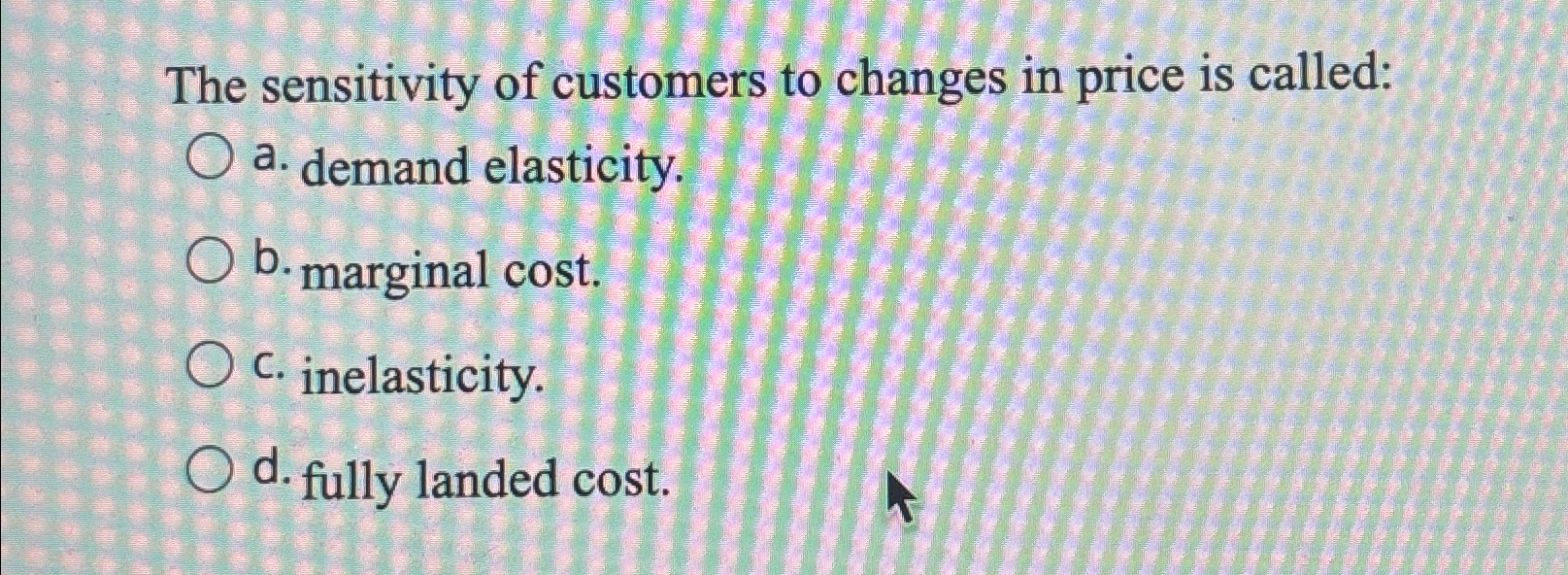 Solved The sensitivity of customers to changes in price is | Chegg.com