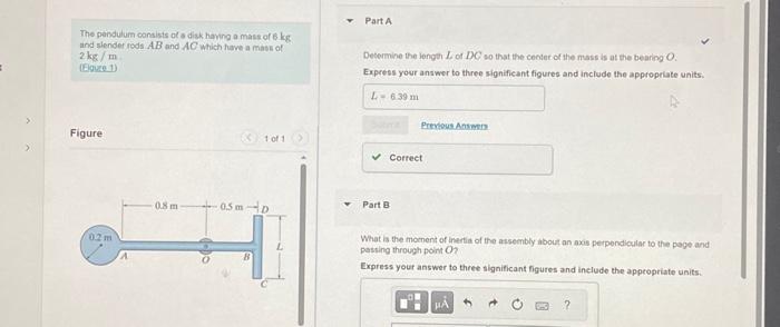 Solved The pendulum consists of a disk having a mass of 6 kg | Chegg.com