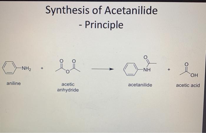 Solved Synthesis of Acetanilide - Principle -NH2 ide -NH LOM | Chegg.com