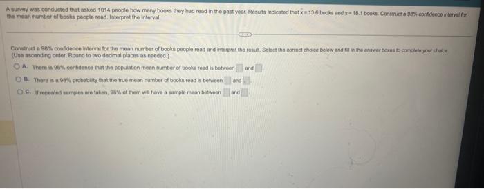 Solved sile mean number of books people read. Interpret the | Chegg.com