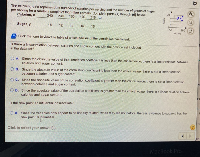 Solved The following data represent the number of calories | Chegg.com
