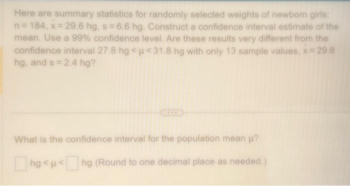 Solved Here are summary statistics for randomly selected | Chegg.com