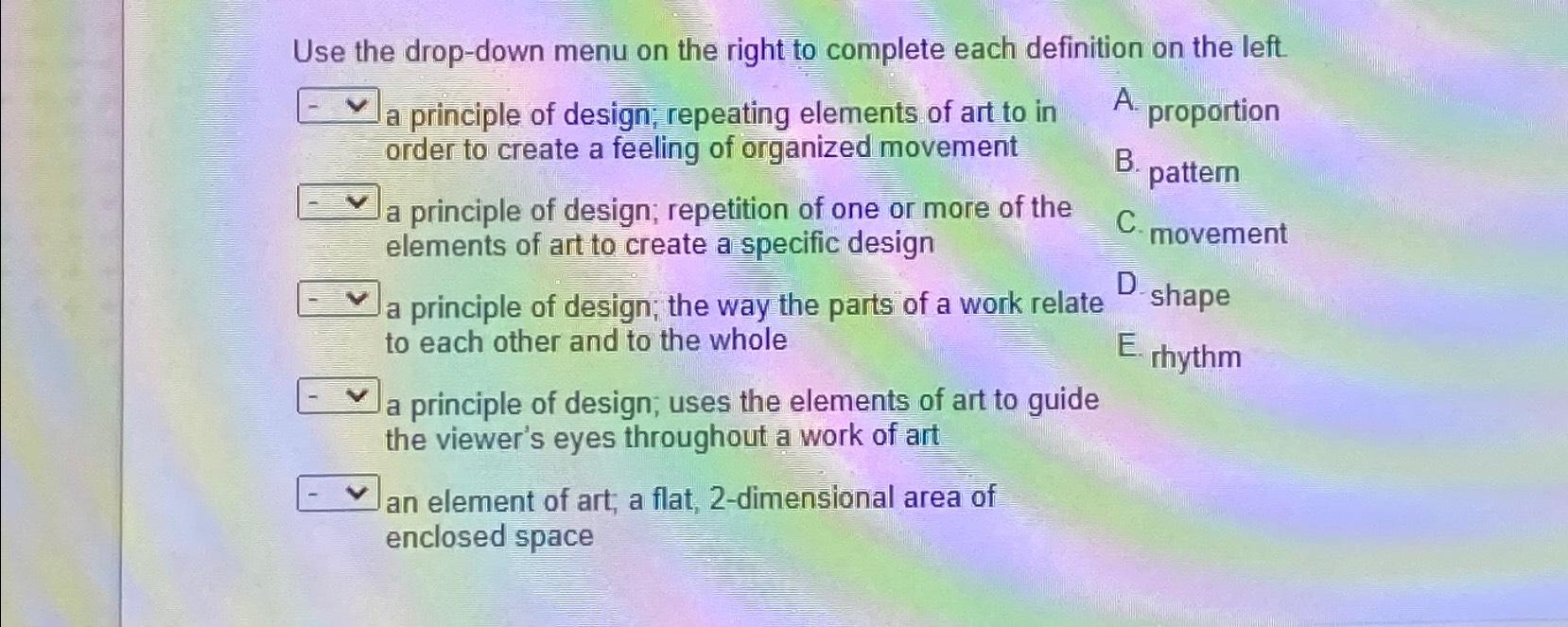 Solved Use the drop-down menu on the right to complete each | Chegg.com