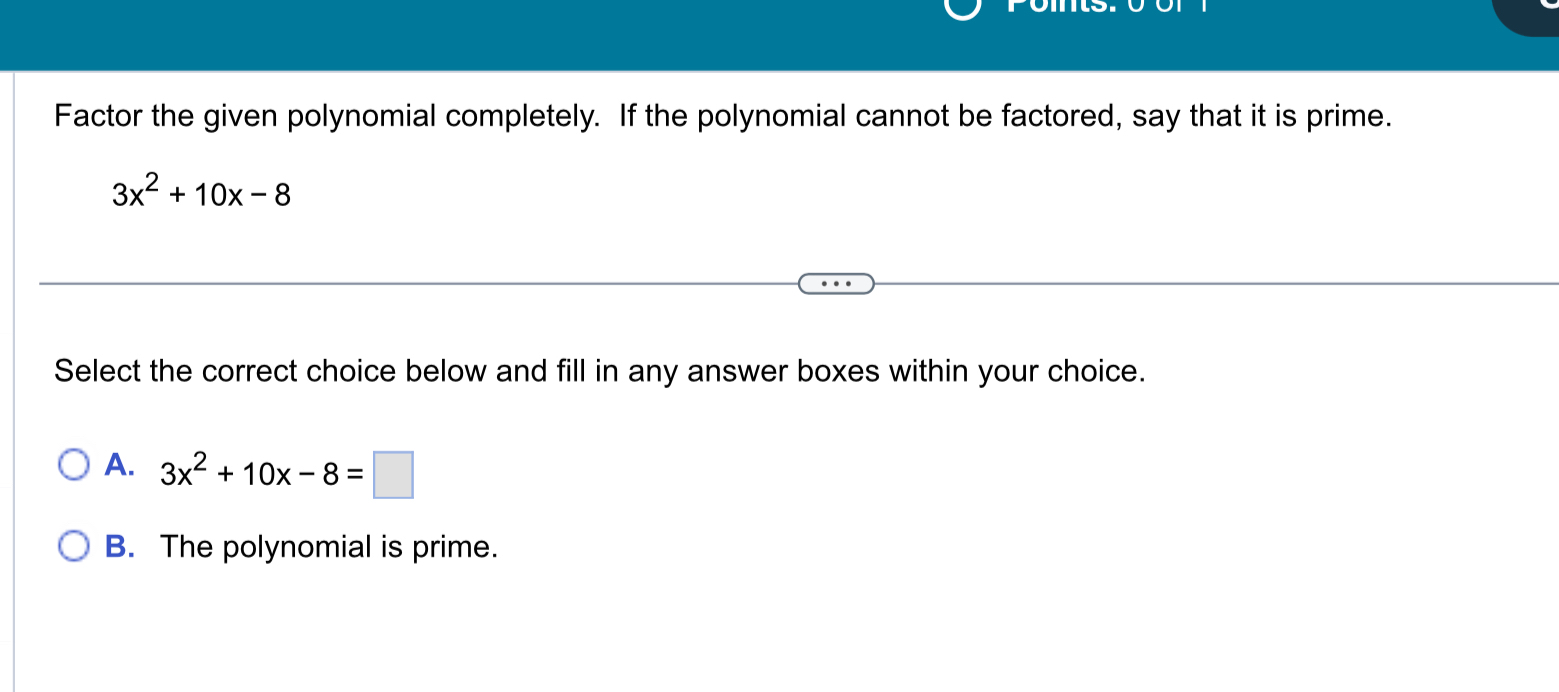 Solved Factor the given polynomial completely. If the | Chegg.com Solved Factor the given polynomial completely. If the | Chegg.com