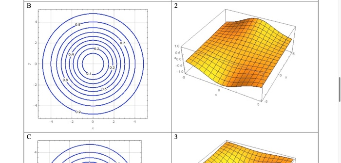 Solved 5. Match the contour diagrams with the correct 3-D | Chegg.com