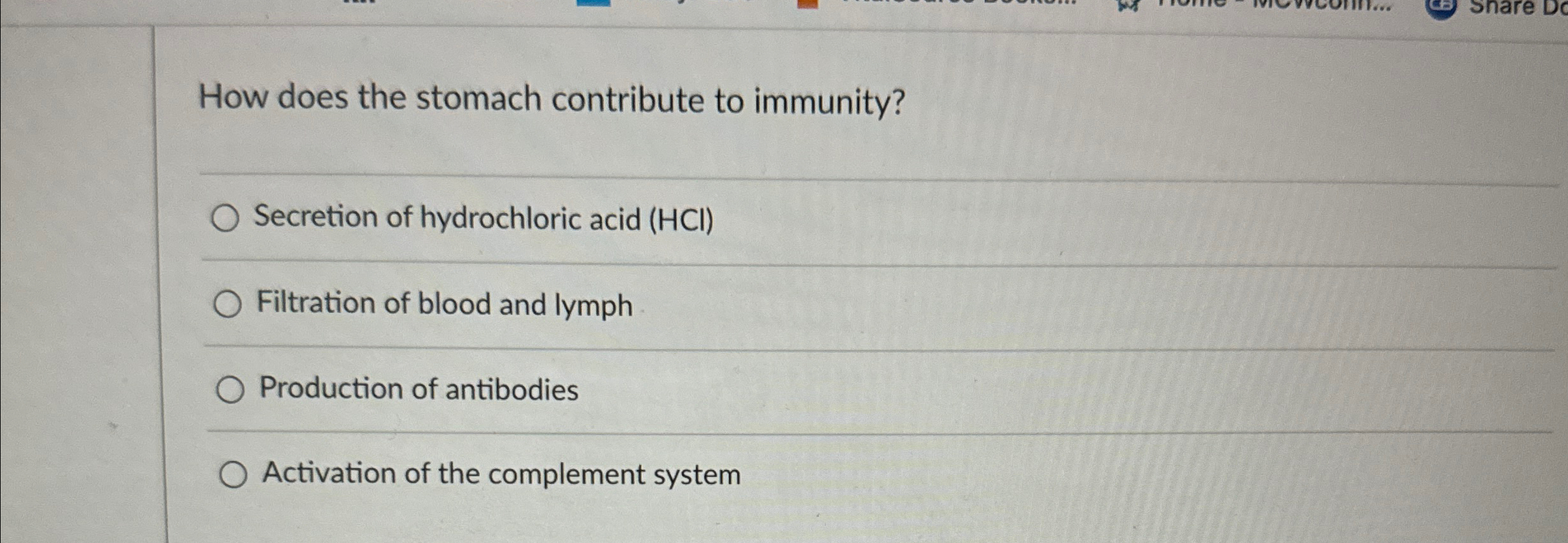 Solved How does the stomach contribute to immunity?Secretion | Chegg.com