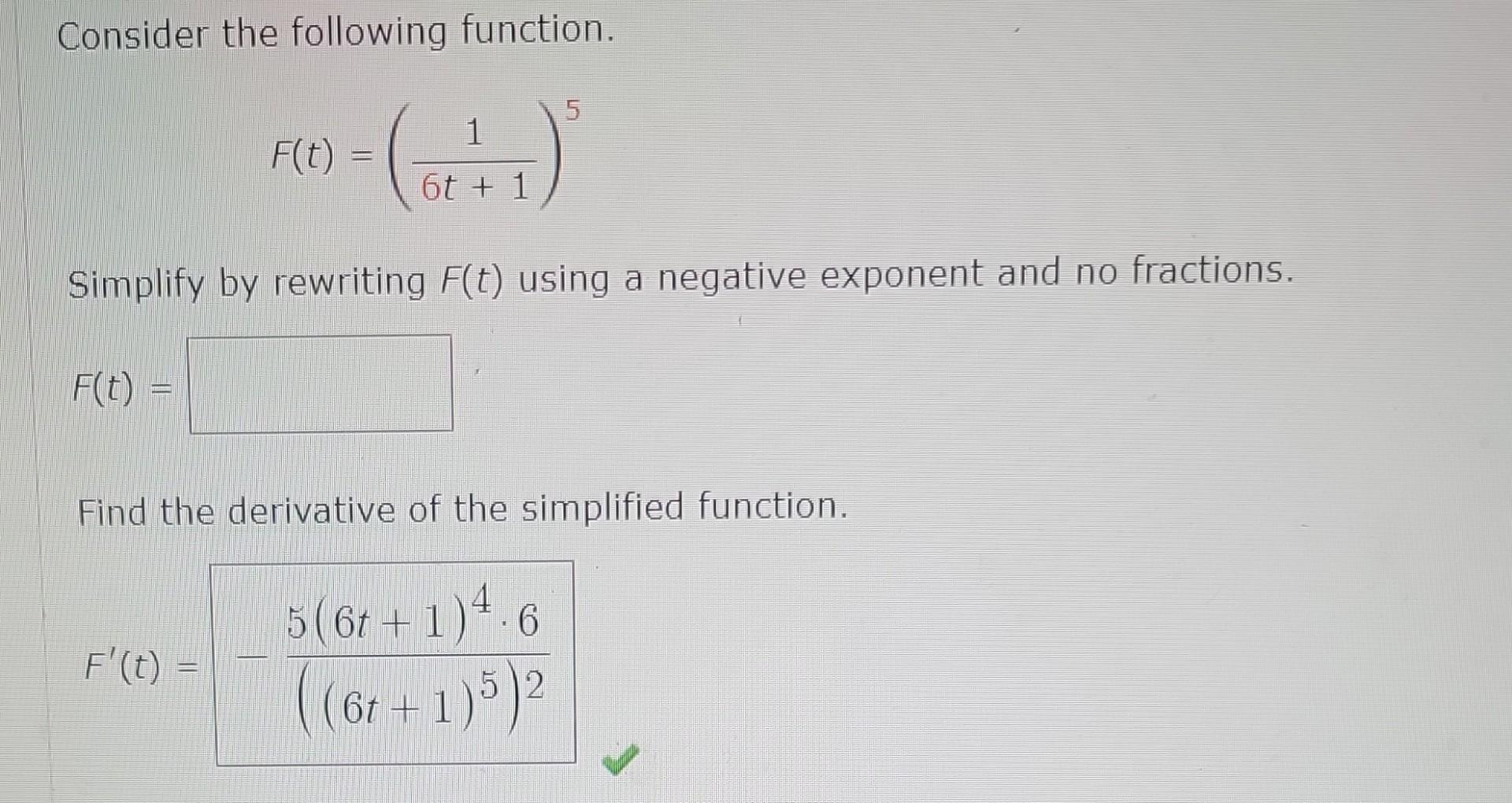 Solved Consider the following function. F(t)=(6t+11)5 | Chegg.com