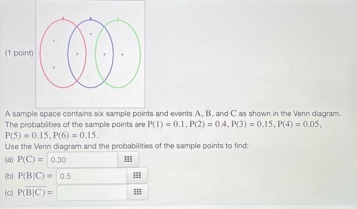 Solved A sample space contains six sample points and events | Chegg.com