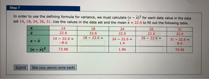 Solved Step 7 In order to use the defining formula for | Chegg.com