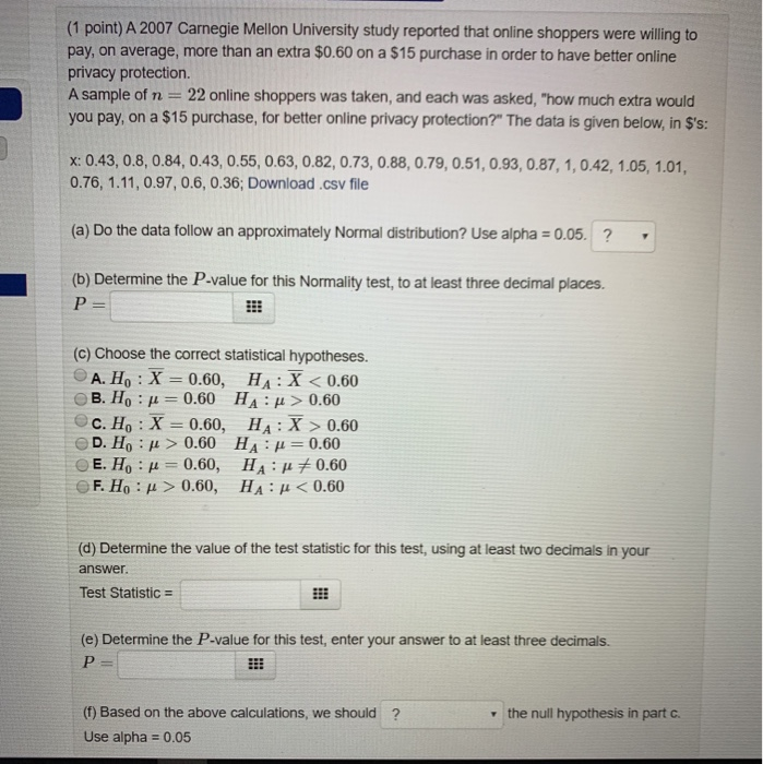 Solved (1 point) A 2007 Carnegie Mellon University study | Chegg.com