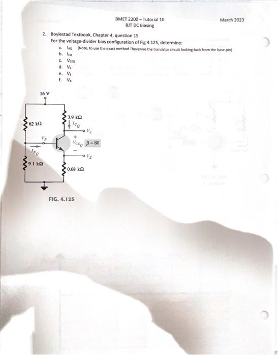 Solved 2. Boylestad Textbook, Chapter 4 , question 15 For | Chegg.com