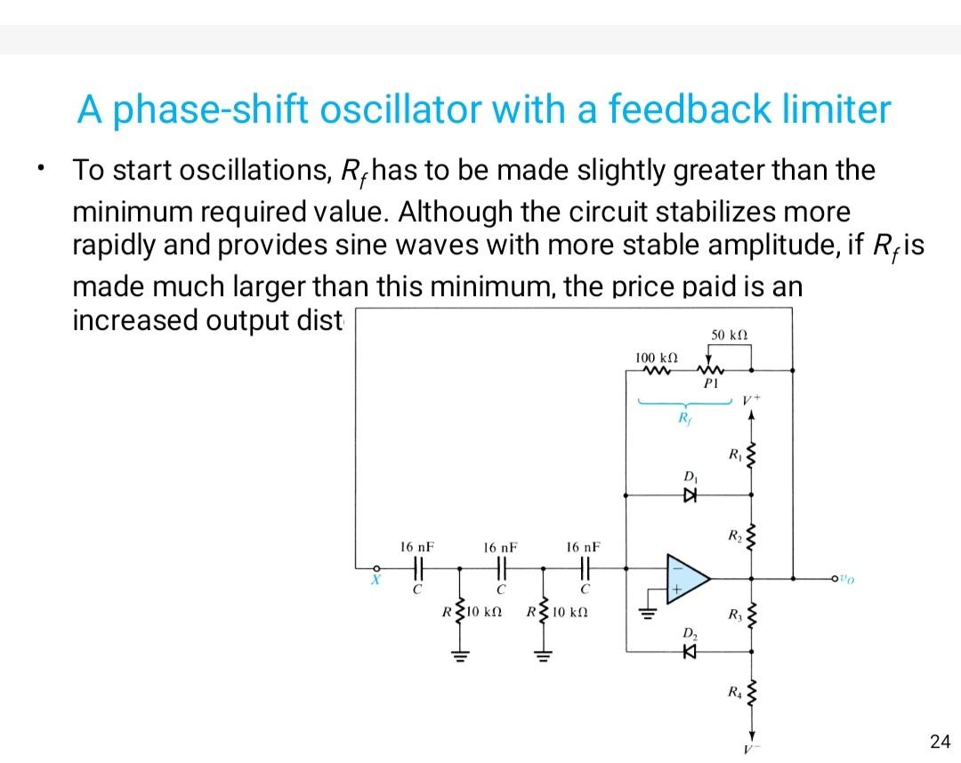 A phase-shift oscillator with a feedback limiter To | Chegg.com