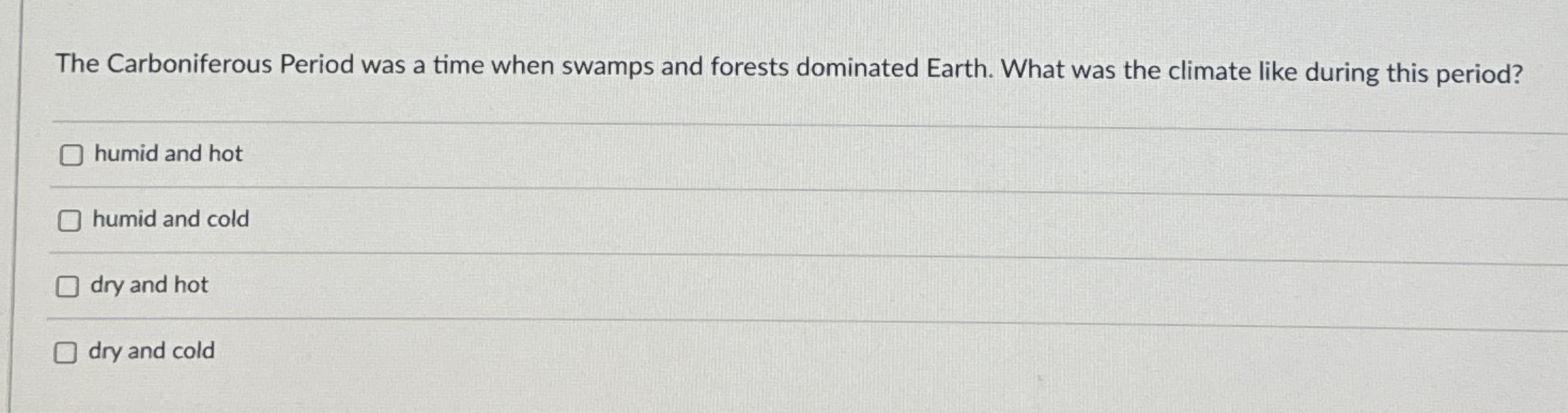 Solved The Carboniferous Period was a time when swamps and | Chegg.com