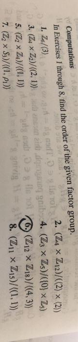 Solved Computations In Exercises 1 through 8, find the order | Chegg.com