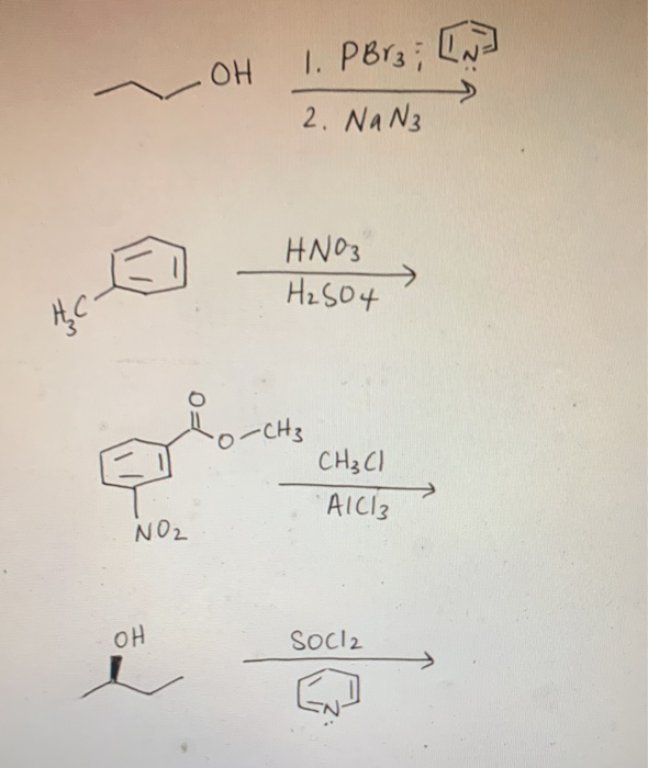 Solved ОН 1. PBr3; 2. Na Ng HNO3 H₂SO4 ke- -CH3 CH3C) AICI | Chegg.com