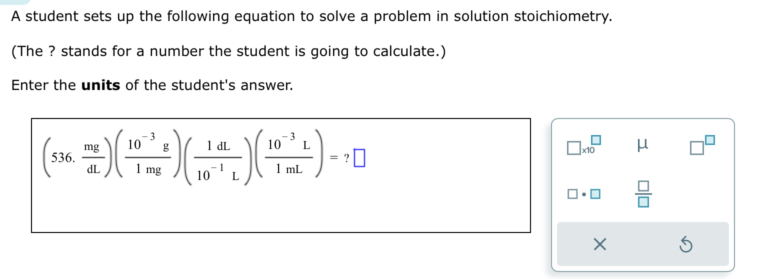 Solved A student sets up the following equation to solve a | Chegg.com