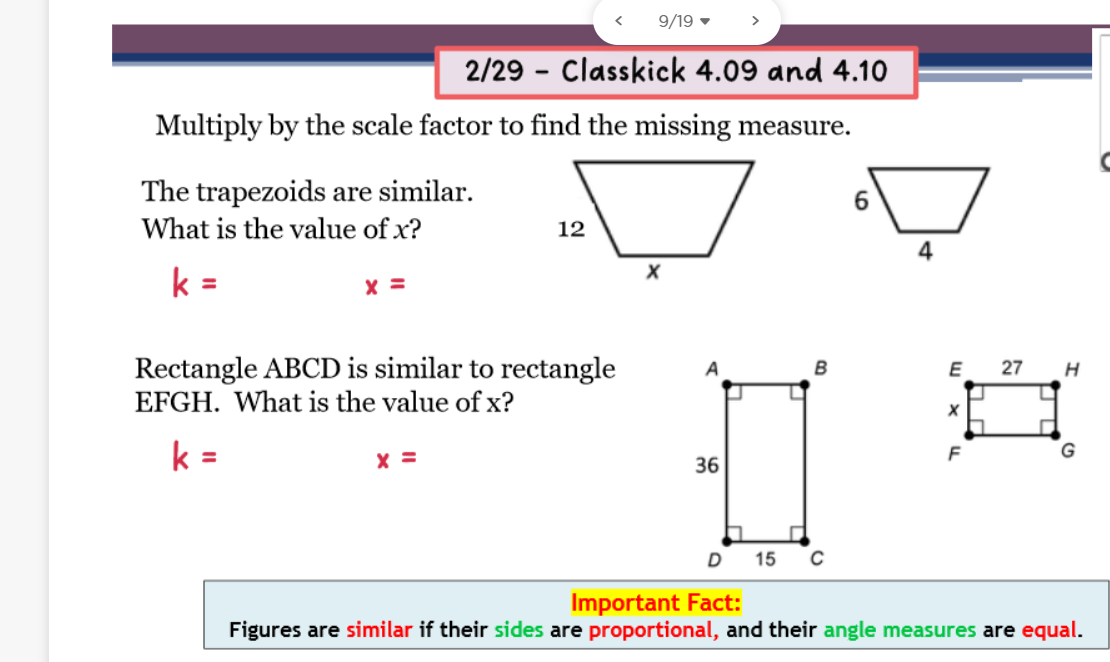 Solved 2/29 - ﻿Classkick 4.09 ﻿and 4.10Multiply by the scale | Chegg.com