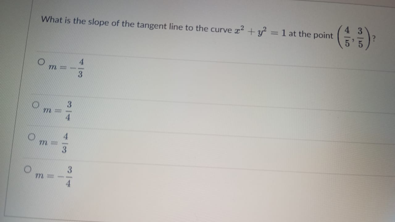 Solved What is the slope of the tangent line to the curve | Chegg.com