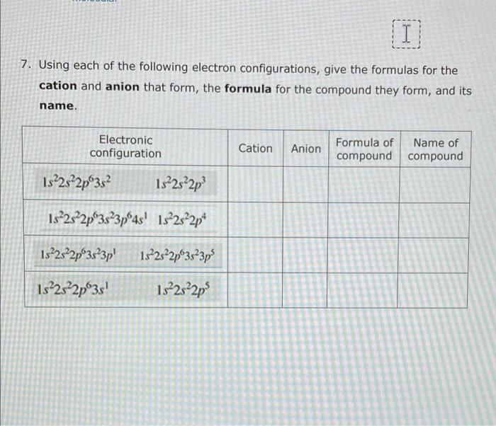 Solved 7. Using each of the following electron | Chegg.com