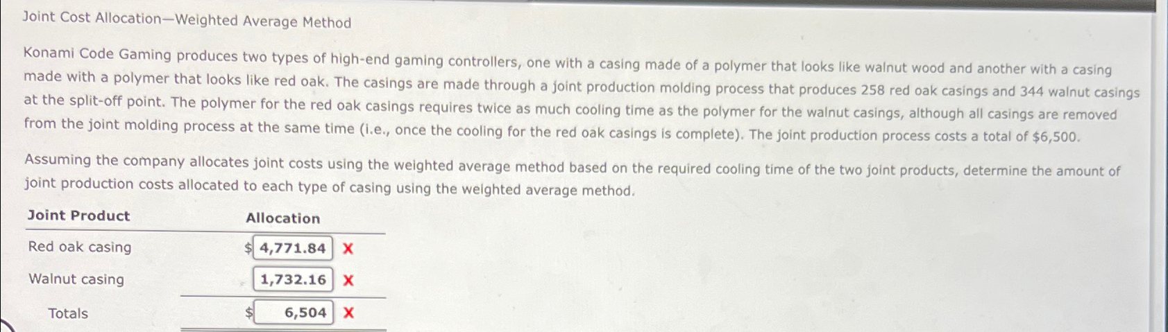 Joint Cost Allocation-Weighted Average MethodKonami | Chegg.com