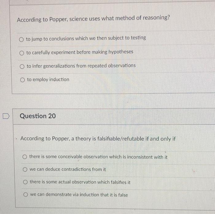 According to Popper, science uses what method of | Chegg.com