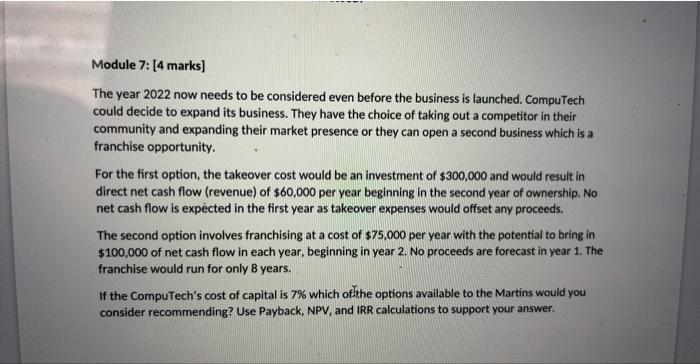 Solved Module 7: [4 marks] The year 2022 now needs to be | Chegg.com