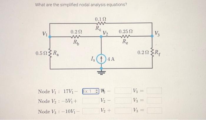 Solved What are the simplified nodal analysis equations? | Chegg.com