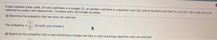 Solved Abox contains three cards. On one card there is a | Chegg.com