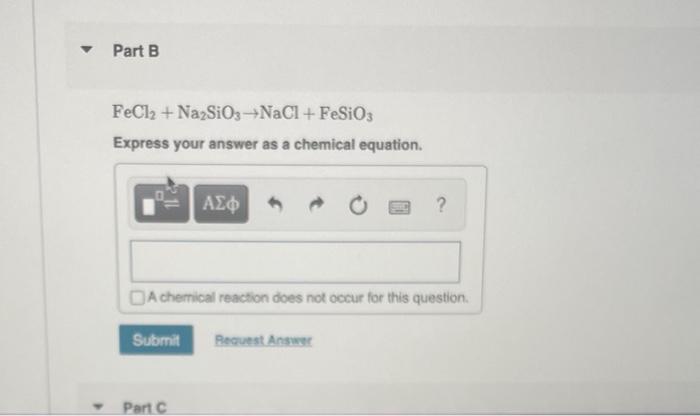 Solved FeCl2+Na2SiO3→NaCl+FeSiO3 Express your answer as a | Chegg.com
