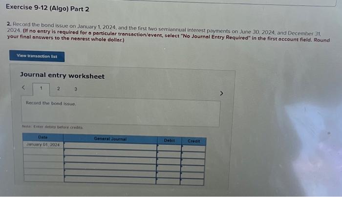 Solved Required information Exercise 9-12 (Algo) Record | Chegg.com