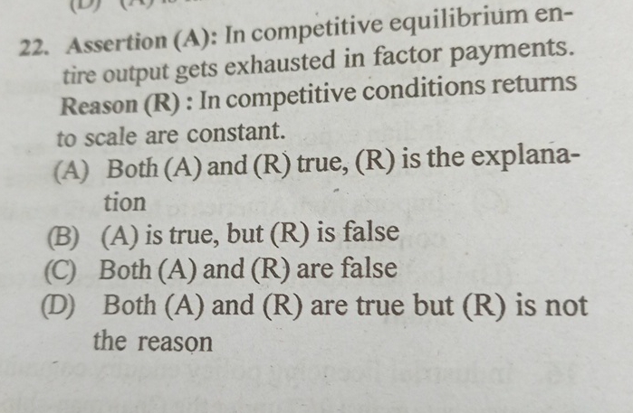 Solved Assertion (A): In competitive equilibrium entire | Chegg.com