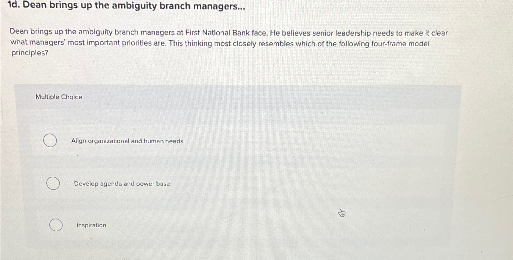 Solved 1d. ﻿Dean brings up the ambiguity branch | Chegg.com