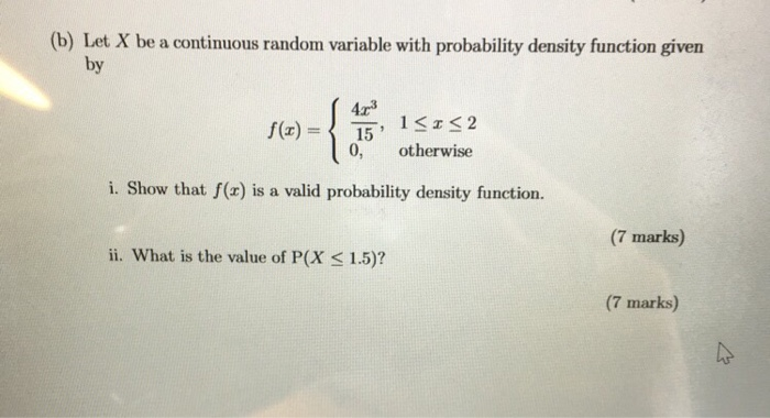 Solved B Let X Be A Continuous Random Variable With