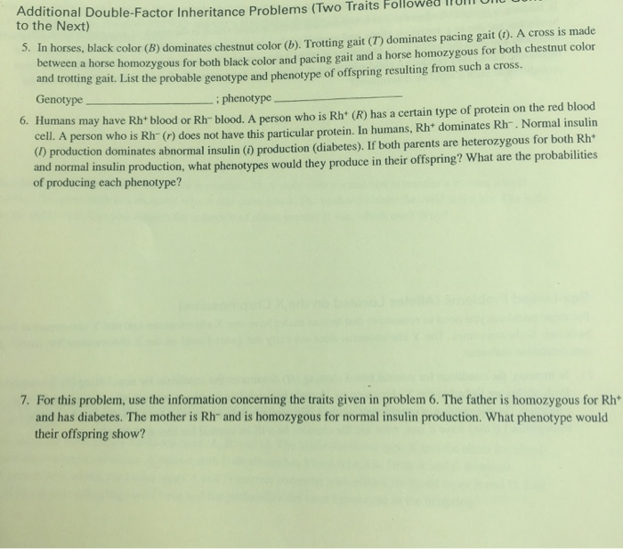 Solved Additional Double-Factor Inheritance Problems (Two | Chegg.com
