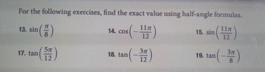 Solved For the following exercises, find the exact value | Chegg.com
