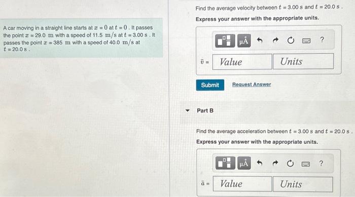 Solved Find the average velocity between t=3.00 s and t=20.0 | Chegg.com