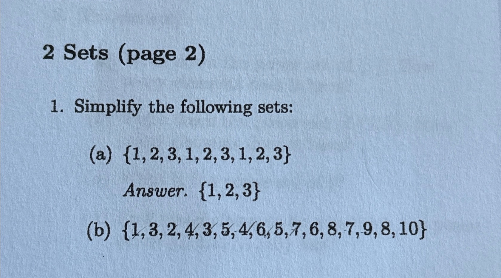 Solved 2 ﻿Sets (page 2)Simplify the following | Chegg.com