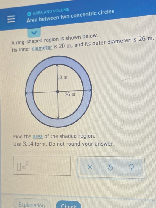 Solved AREA AND VOLUME Area between two concentric circles A | Chegg.com