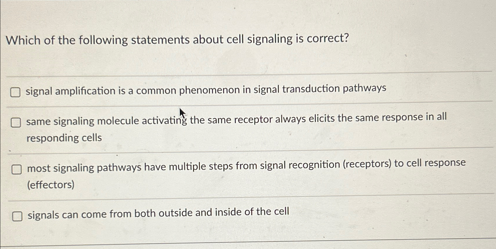 Solved Which of the following statements about cell | Chegg.com