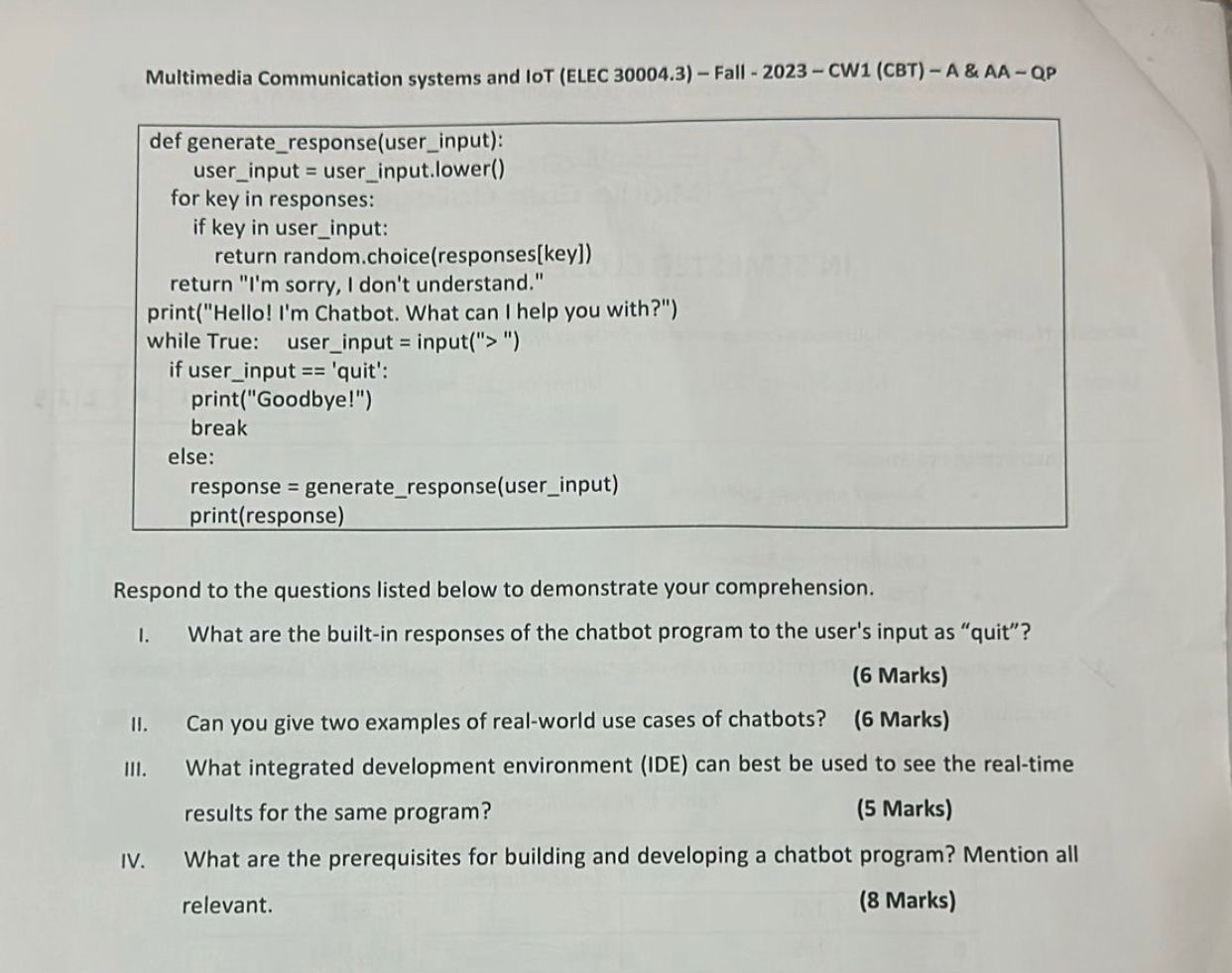 Solved Multimedia Communication systems and IOT (ELEC | Chegg.com