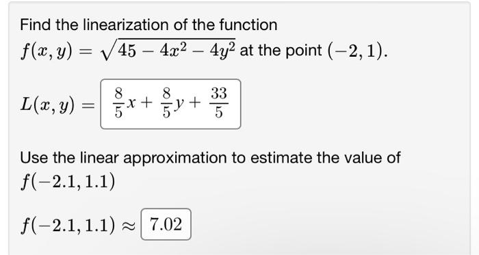 Solved Find The Linearization Of The Function