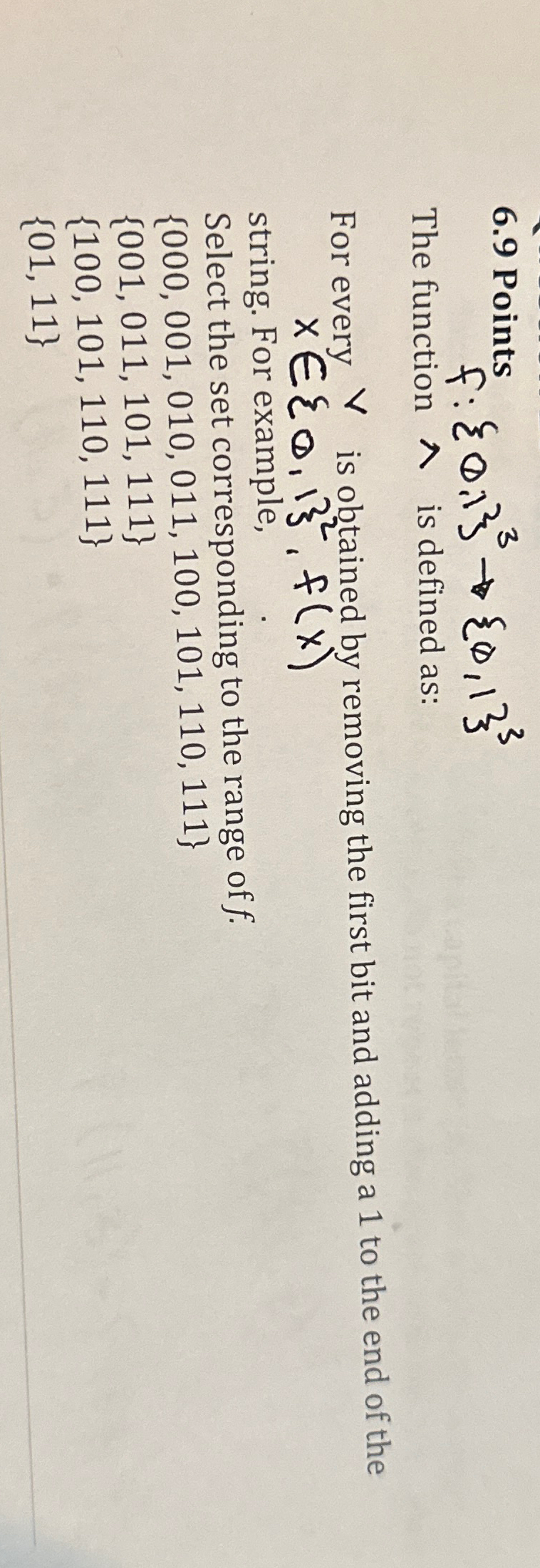 Solved 6.9 ﻿Pointsf:{0,1}3→{0,1}3The function λ ﻿is defined | Chegg.com