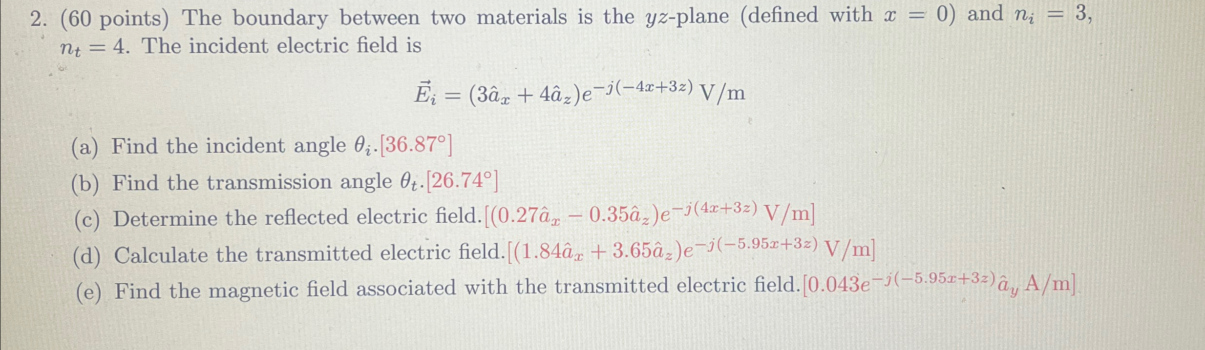 Solved ( 60 ﻿points) ﻿The boundary between two materials is | Chegg.com