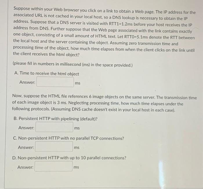 Solved Suppose within your Web browser you click on a link | Chegg.com